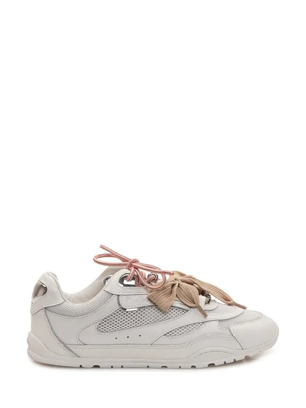 Pinko Leather Sneakers With Metallic Accents - White