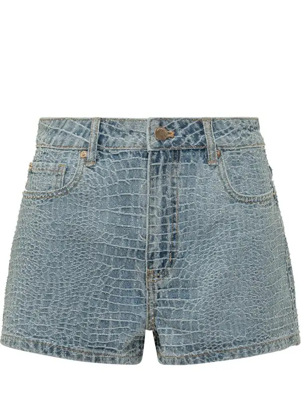 SELF-PORTRAIT Textured Mini Shorts - Blue