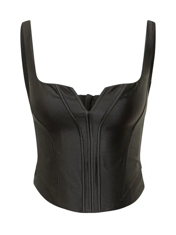 SELF-PORTRAIT Corset-style Satin Top