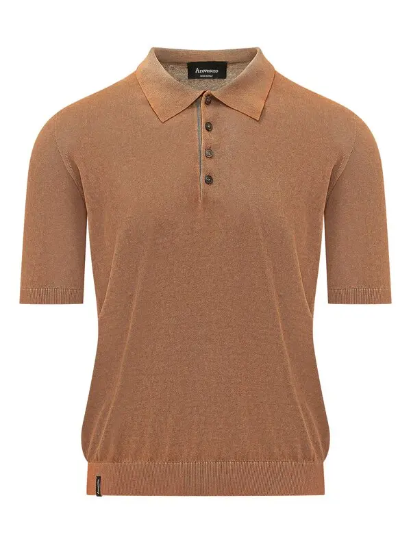 AROVESCIO Button-front Cut-sleeve Polo Shirt - Pumpkin