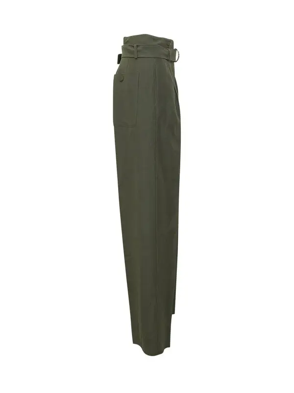 THE SEAFARER Wide Leg Trousers With Belt - Verde