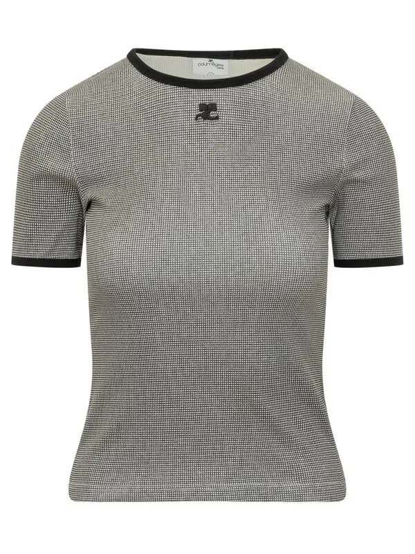 COURREGES Chic Houndstooth Mini T-shirt - Houndstooth/black