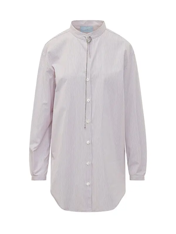 THE SEAFARER Mini Striped Shirt With Neck Detail - Rosa Chiaro