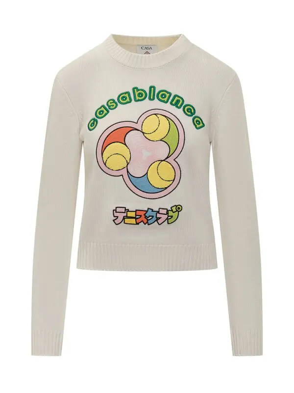 Casablanca Pullover With Tennis Club Embroidery - Panna