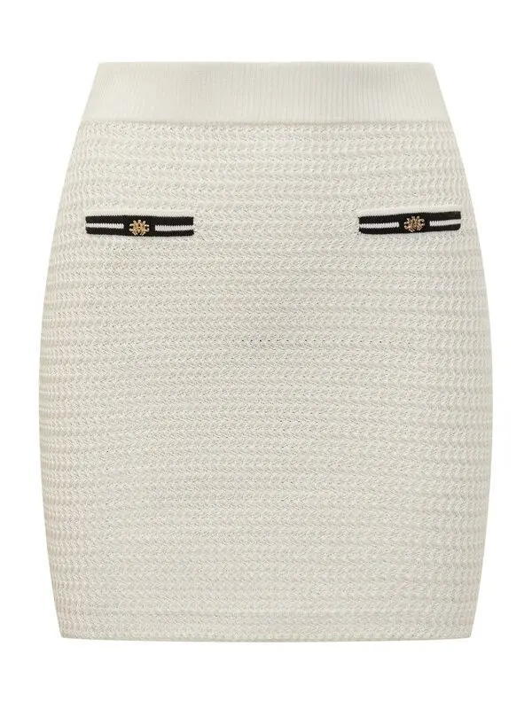 Amiri Chic Mini Skirt With Logo Detail - Ivory