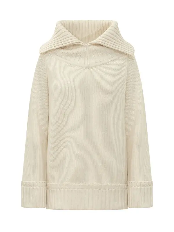Victoria Beckham Wide-collar Knit Jumper - Ivory