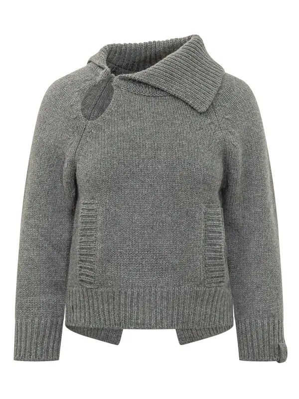 Victoria Beckham Asymmetric Collar Knit Top - Granite