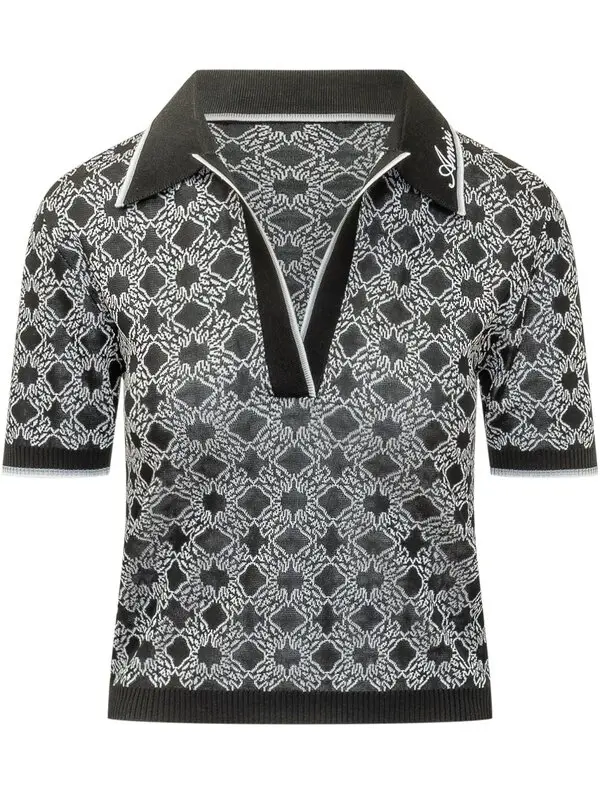 Amiri Amended Polo With Geometric Motif - Black