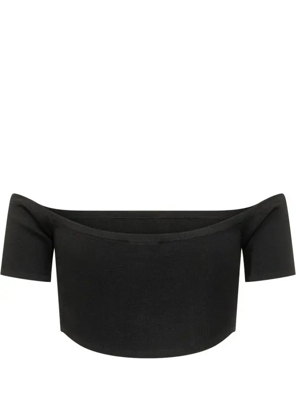 Elisabetta Franchi Tricot Off-the-shoulder Crop Top - Nero