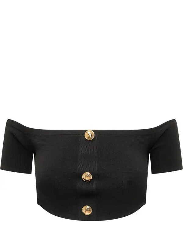 Elisabetta Franchi Tricot Off-the-shoulder Crop Top - Nero