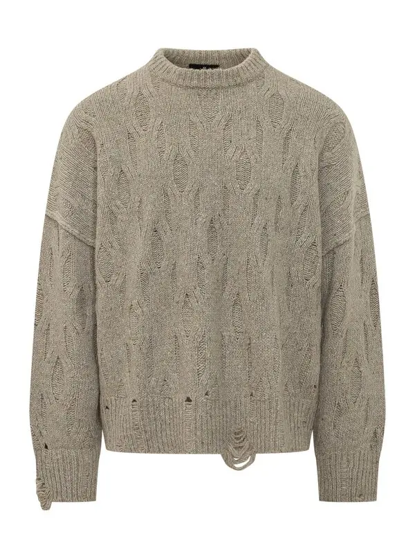 REPRESENT Distressed Knit Sweater - Taupe