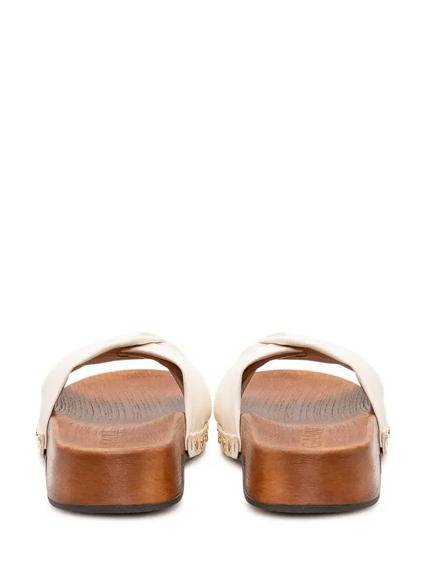 GANNI Stylish Mini Platform Sandals With Bow And Studs - Egret