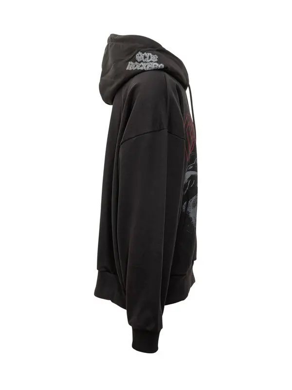 Gcds Statement Hoodie With Skull Print - Black