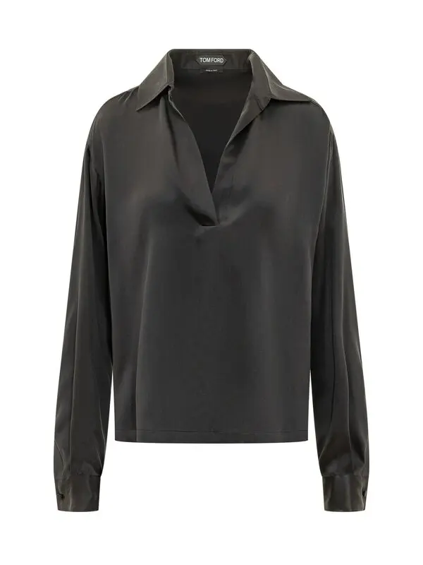 TOM FORD Silk Satin Polo - Black