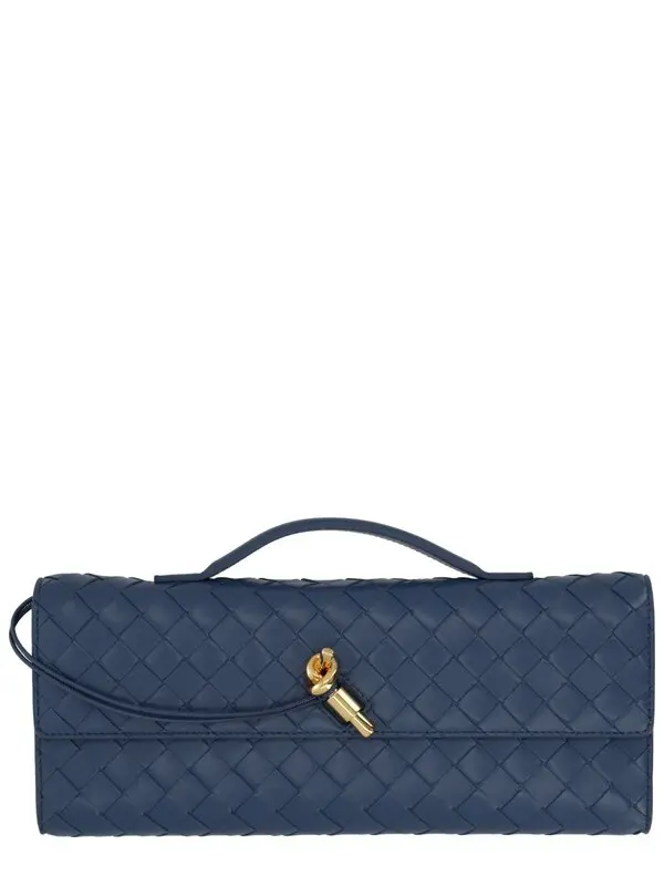Bottega Veneta Andiamo Mini Leather Clutch Bag - Blue