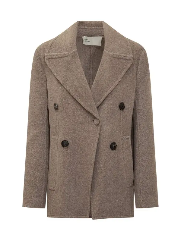 Tory Burch Wool Blazer Jacket - Ashed Moka