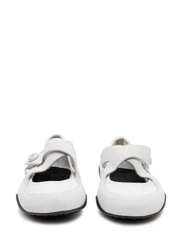 Tory Burch Jane Romand Sport Flats - Bianco Laredo