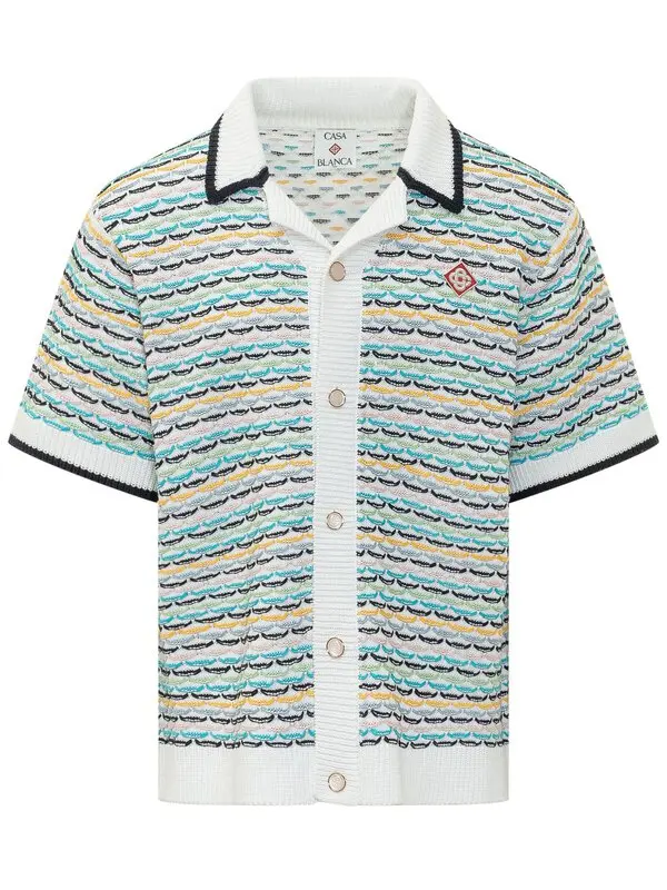 Casablanca Tuck Stitch Short Sleeve Shirt - Multi