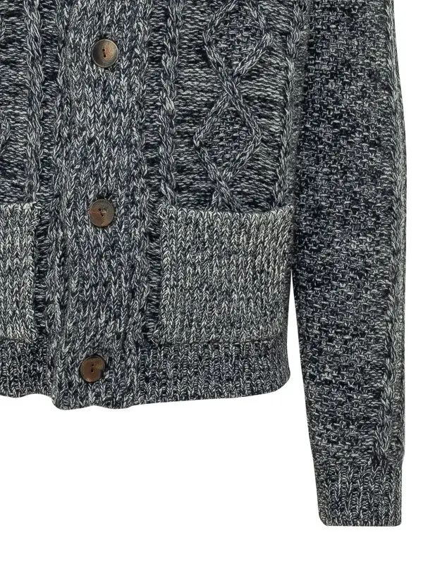 RAKKI Aran Knit Cardigan - Blu Grigio