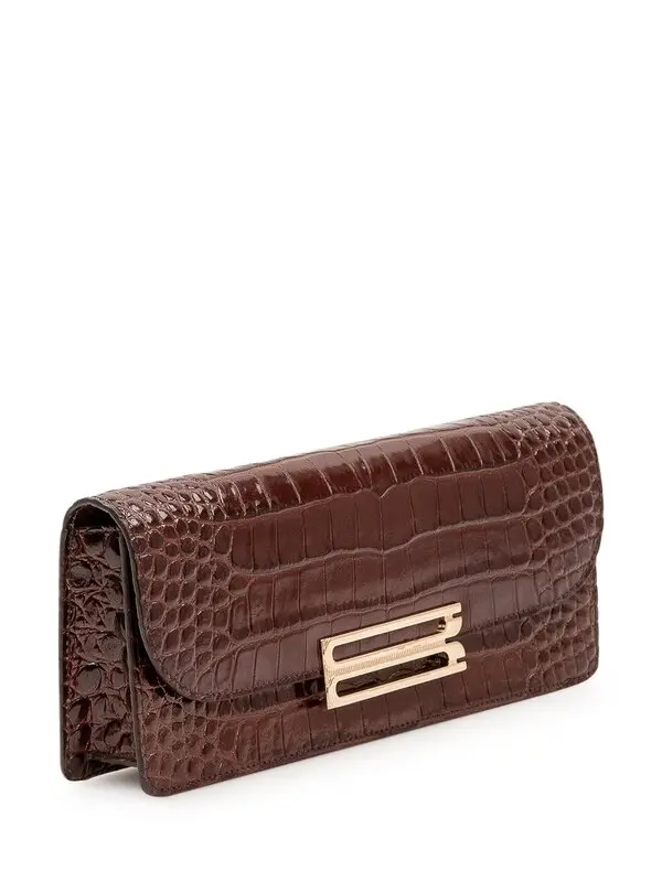 Victoria Beckham Mini Est-west Clutch With Decorative Front - Dark Brown