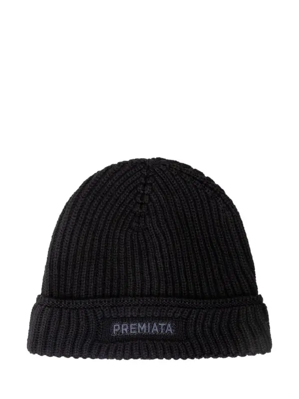 Premiata Ribbed Knit Beanie - Black