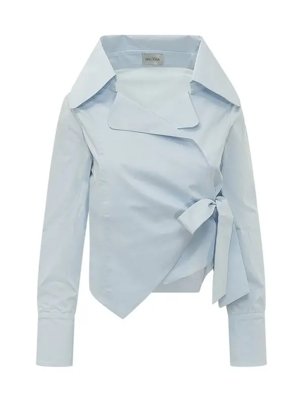 BALOSSA Shirt With Wide Collar And Button Closure - Sky Blue