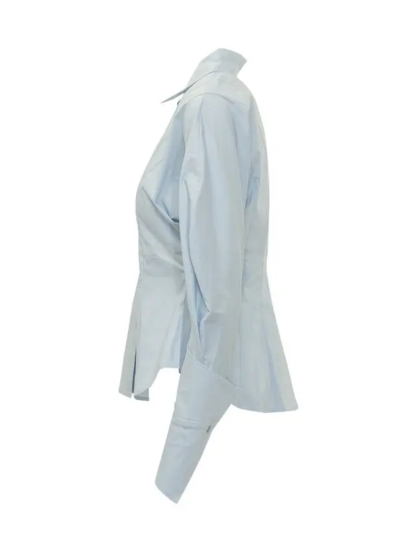 BALOSSA Relaxed Fit Button-up Shirt With Wide Sleeves - Sky Blue