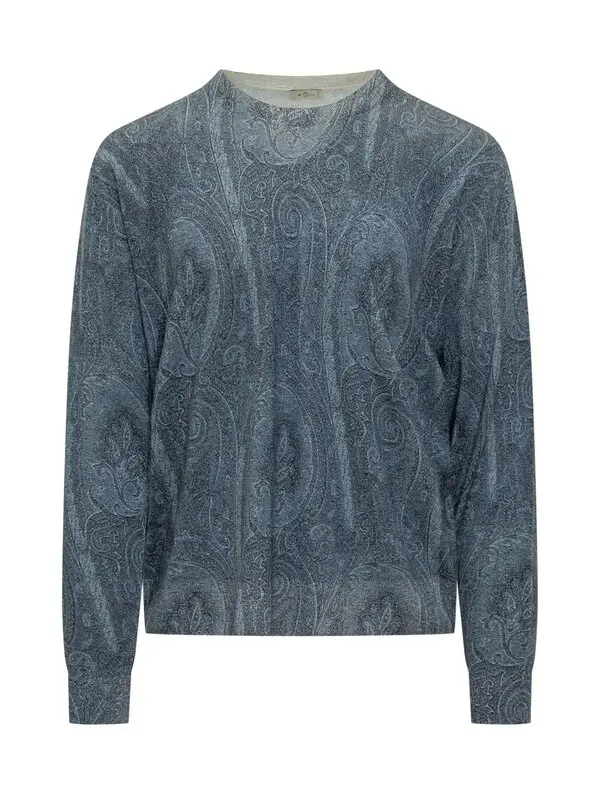 Etro Giro Neck Knit Sweater - Blu