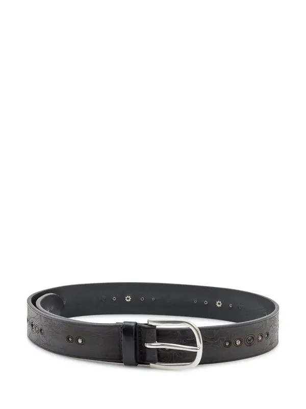 Orciani Leather Belt With Metallic Studs And Buckle - Nero