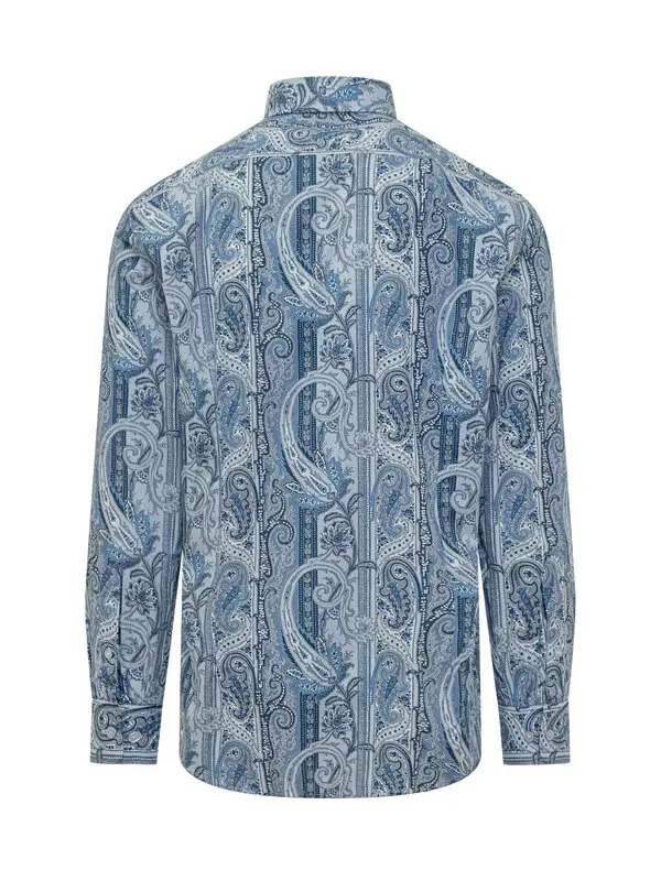 Etro Slim Fit Mini Print Shirt - Azzurro