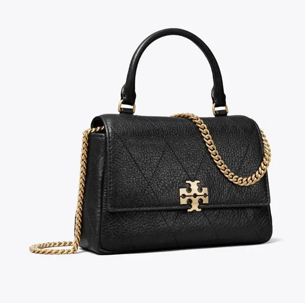 Tory Burch Mini Quilted Top Handle Chain Wallet - Black