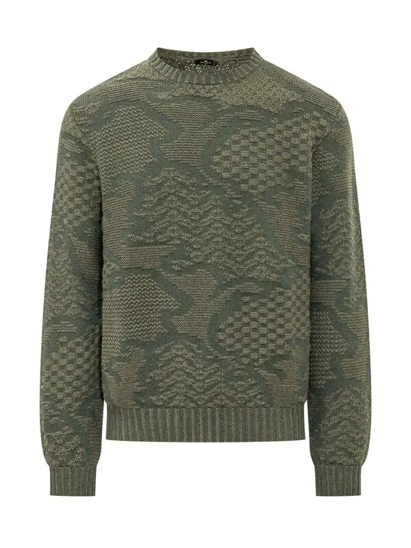 Etro Ribbed Knit Crewneck Sweater - Verde
