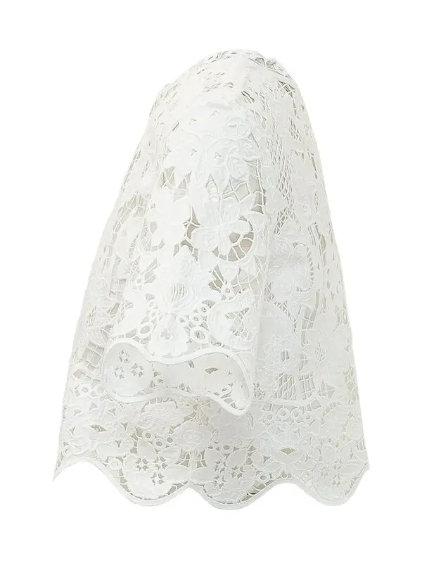 Michael Kors Mini Lace Sleeve Top - White