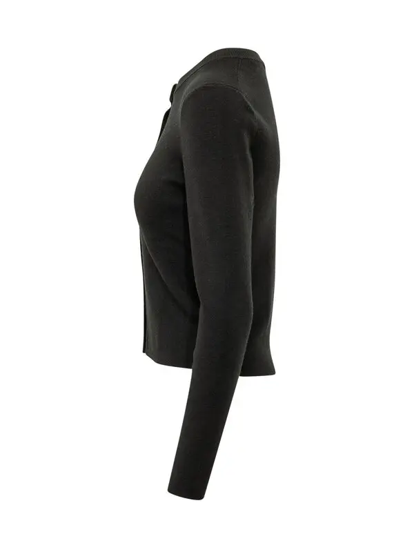 Michael Kors Merino Rib Crew Cardigan - Black