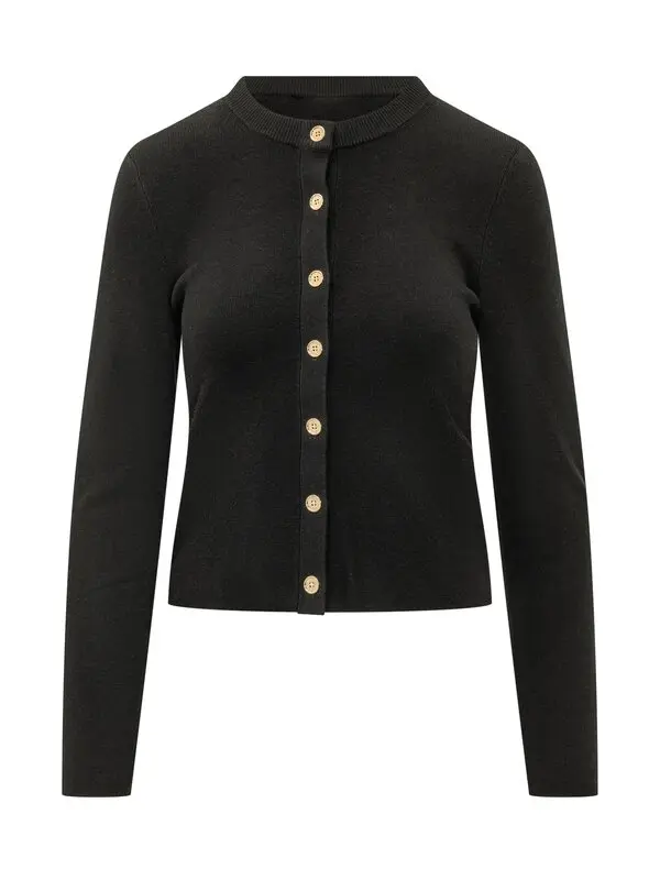 Michael Kors Merino Rib Crew Cardigan - Black