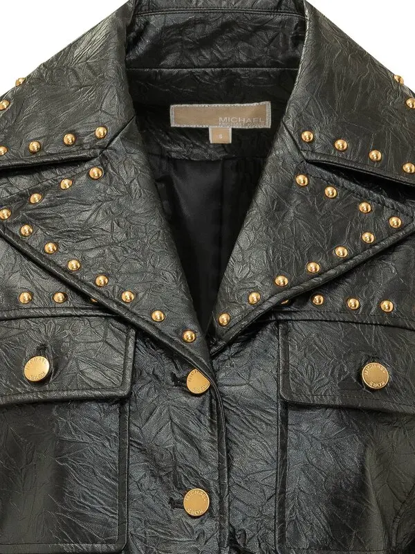 Michael Kors Studded Faux Leather Jacket - Black