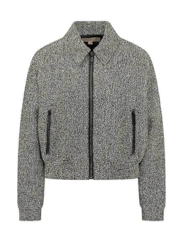 Michael Kors Tweed Bomber Jacket - Black/bone