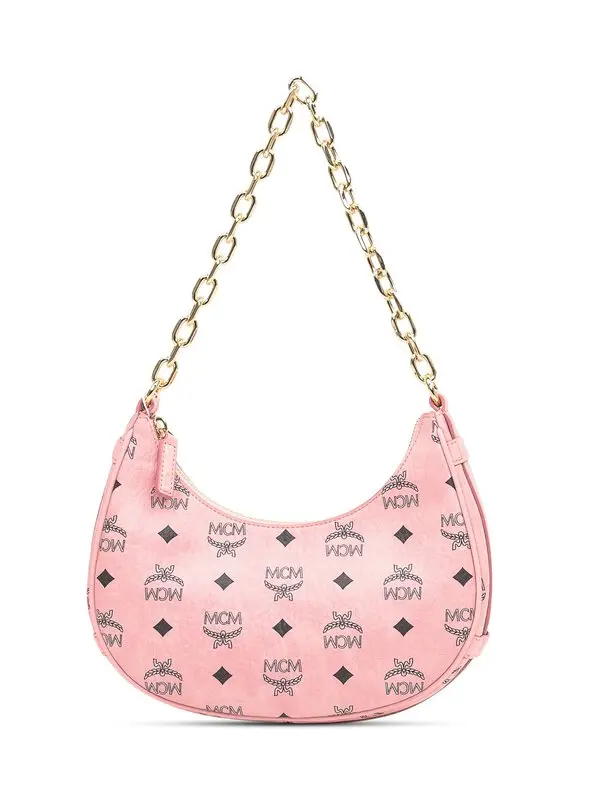 Mcm Mini Hobo Handbag With Signature Print