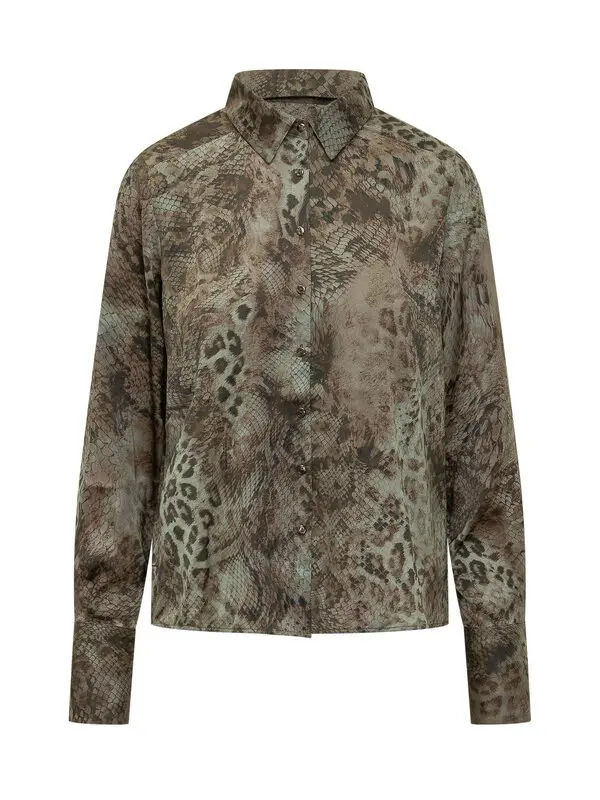 Ba&sh Mini Animal Print Shirt - Kaki