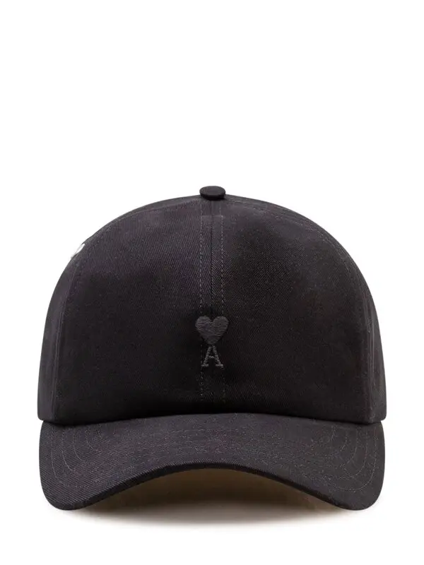 AMI Paris Embroidered Cap - Black