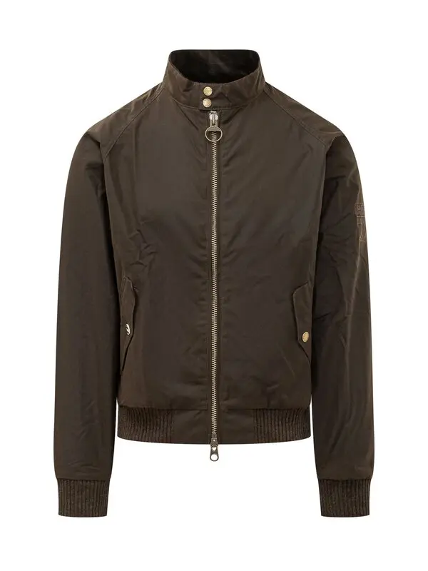 BARBOUR INTERNATIONAL Cotton Waxed Bomber Jacket - Olive