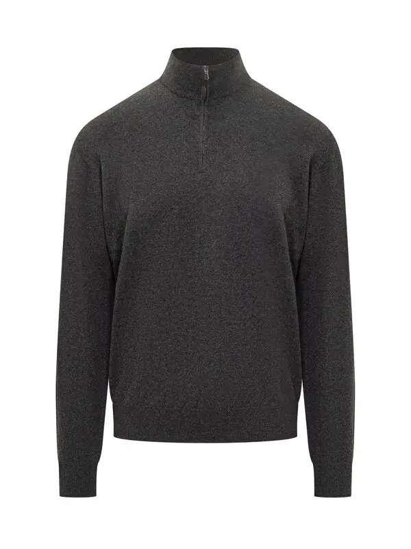 FILIPPO DE LAURENTIIS Wool Half-zip Knit Sweater - Antracite