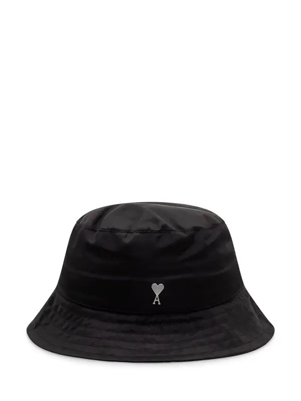 AMI Paris Mini Logo Heart Metal Stud Bucket Hat - Noir