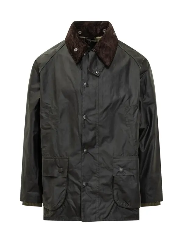 Barbour Cotton Velvet Jacket With Neck Detail And Utility Pocket - Sage