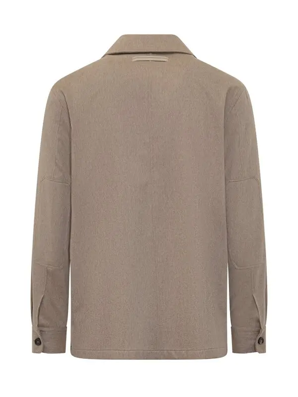 Zegna Wool Overshirt With Pocket - Beige