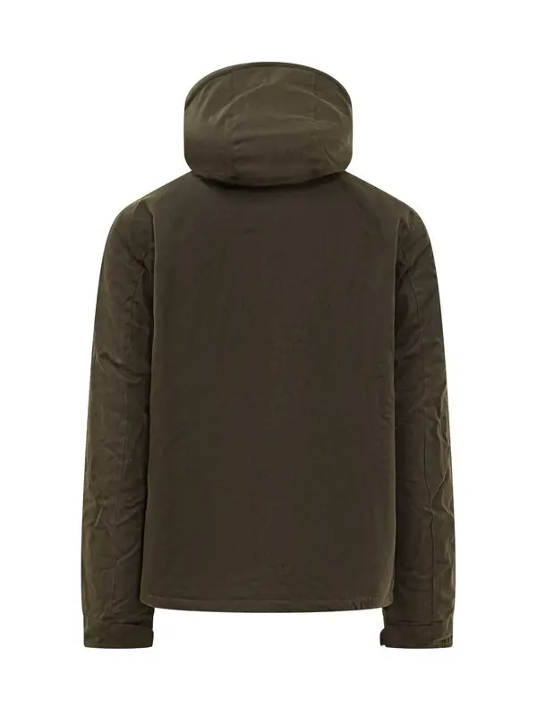 BARBOUR INTERNATIONAL Waxed Cotton Hooded Jacket With Shearling Lining