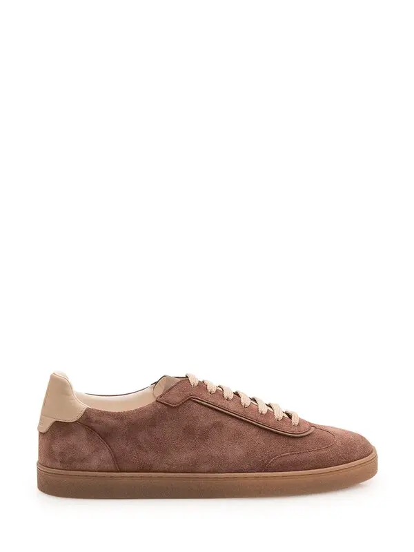 Brunello Cucinelli Brushed Leather Low-top Sneakers - Fango