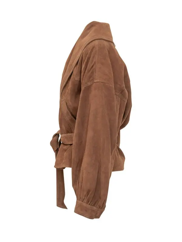 Ba&sh Manon Suede Overshirt Jacket - Terre