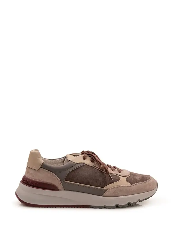 Brunello Cucinelli Luxury Suede Sneaker With Monochrome Sole - Antracite