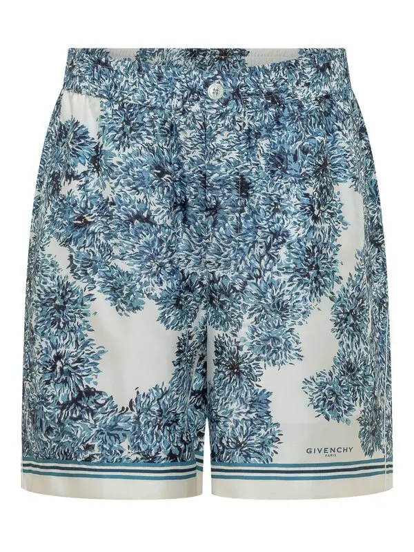 Givenchy Artistic Floral Mini Shorts - Blue